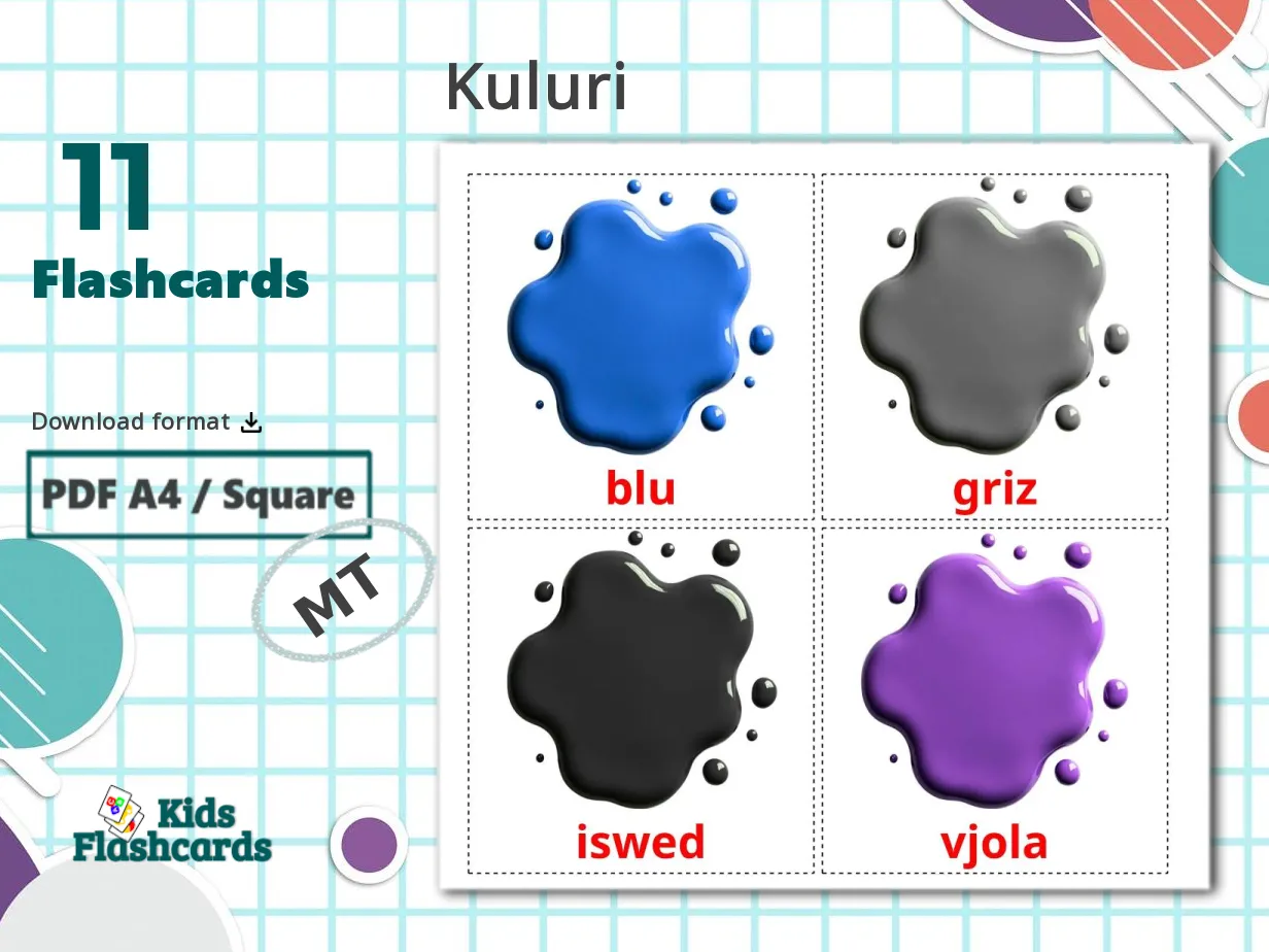 11 Printable Colors Flashcards in Maltese (Free PDF)