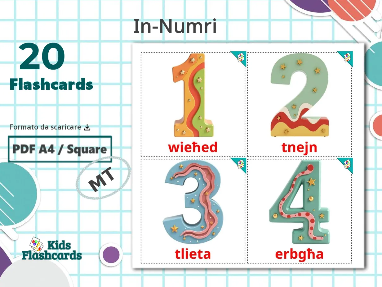 20 Flashcard GRATUITE sui Numeri (1-20) in 4 Formati PDF | Immagini in ...