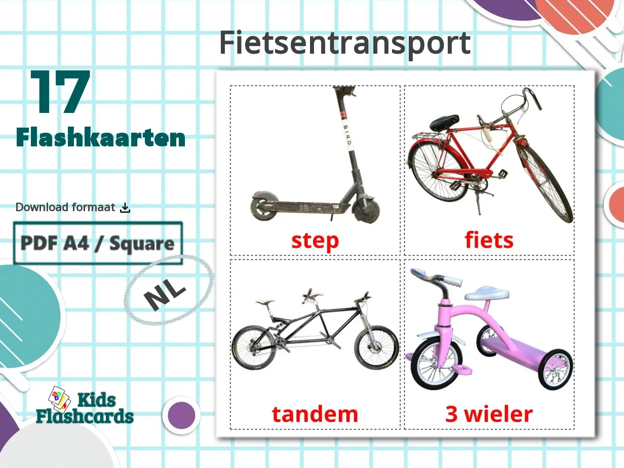 17 GRATIS Fietsentransport Leerkaarten voor Kinderen in 4 PDF formaten ...