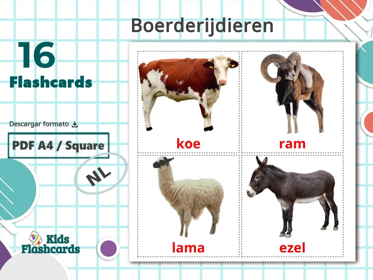 16 Tarjetas de Aprendizaje de Animales en la Granja GRATIS en PDF ...