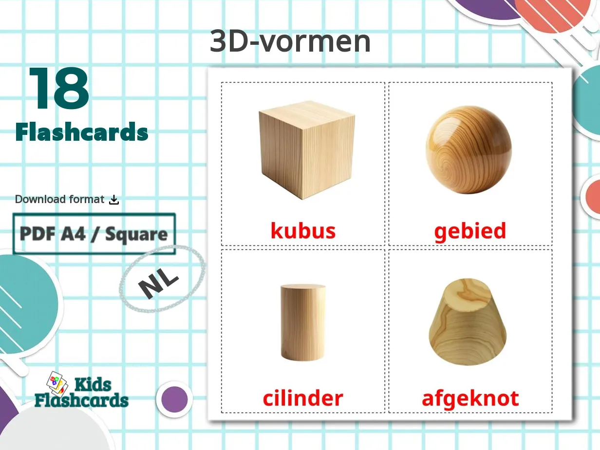 18 Printable 3D Shapes Flashcards in Dutch (Free PDF)