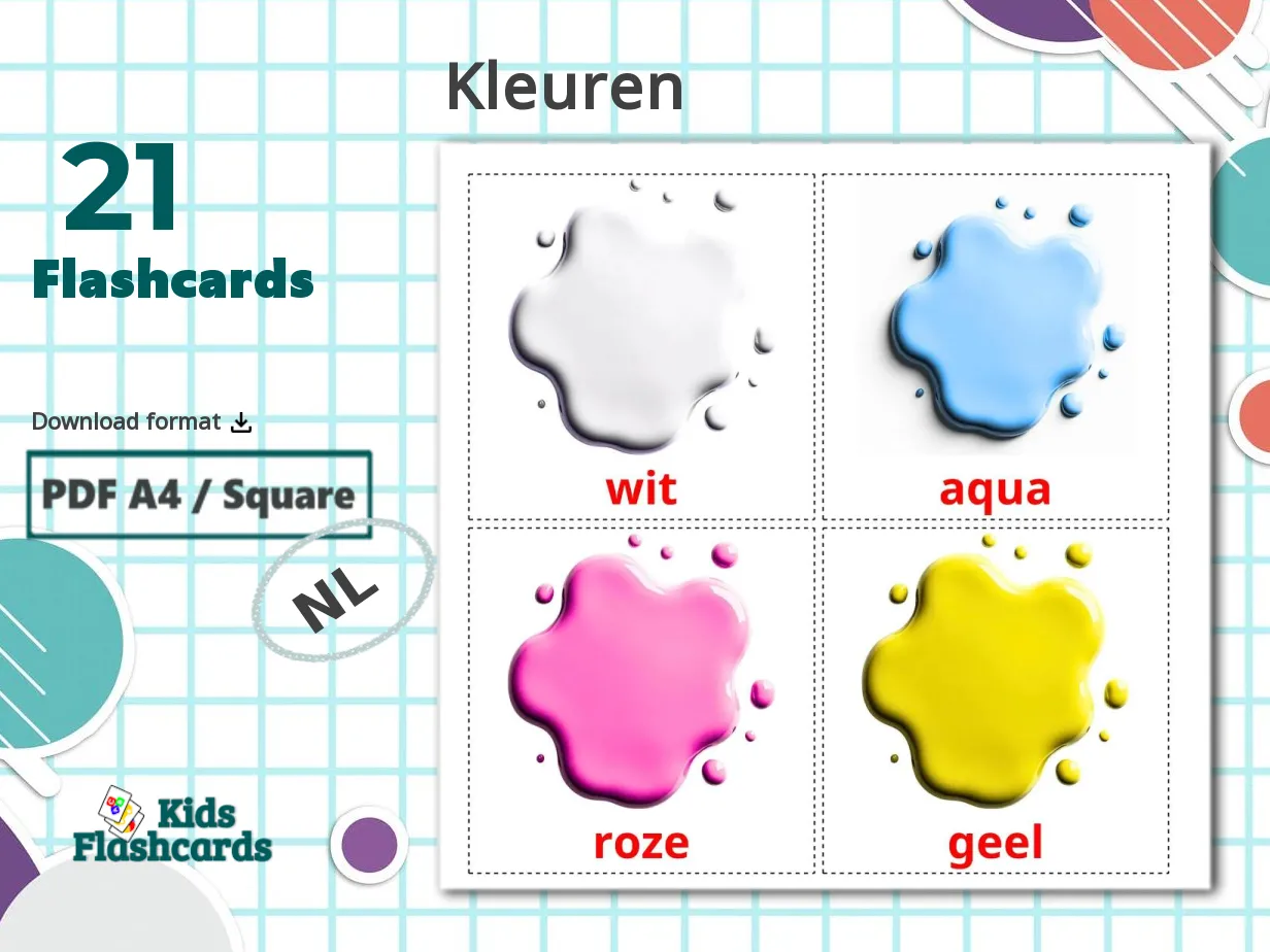 21 Printable Colors Flashcards in Dutch (Free PDF)