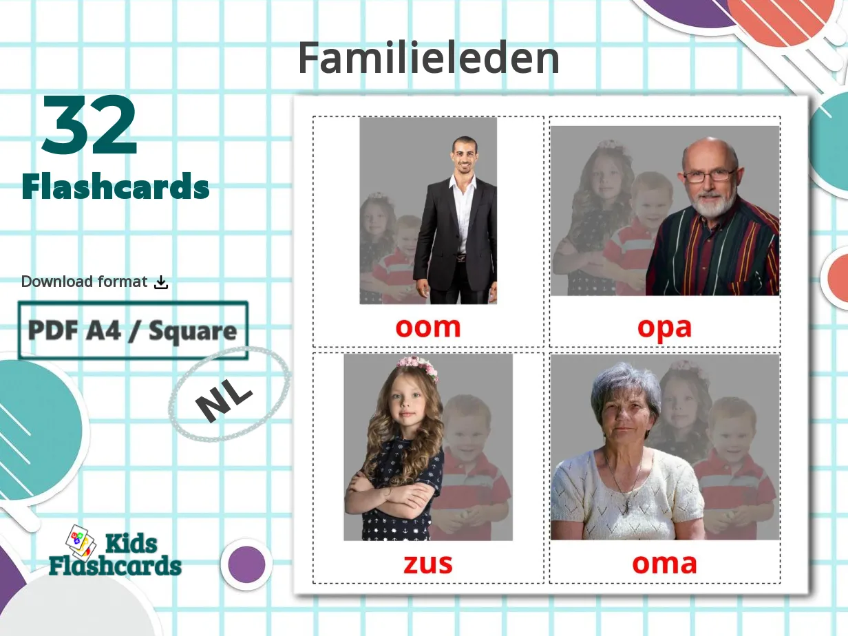 32 Printable Family members Flashcards in Dutch (Free PDF)