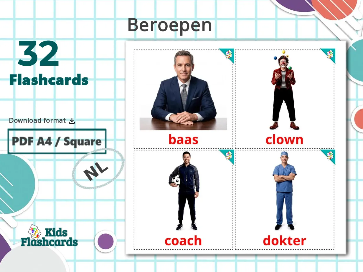 32 Printable Professions Flashcards in Dutch (Free PDF)