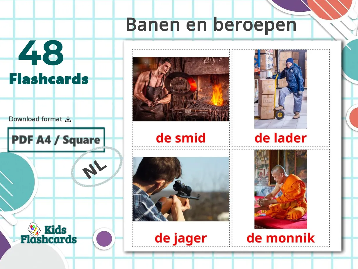 48 Printable Jobs and Occupations Flashcards in Dutch (Free PDF)