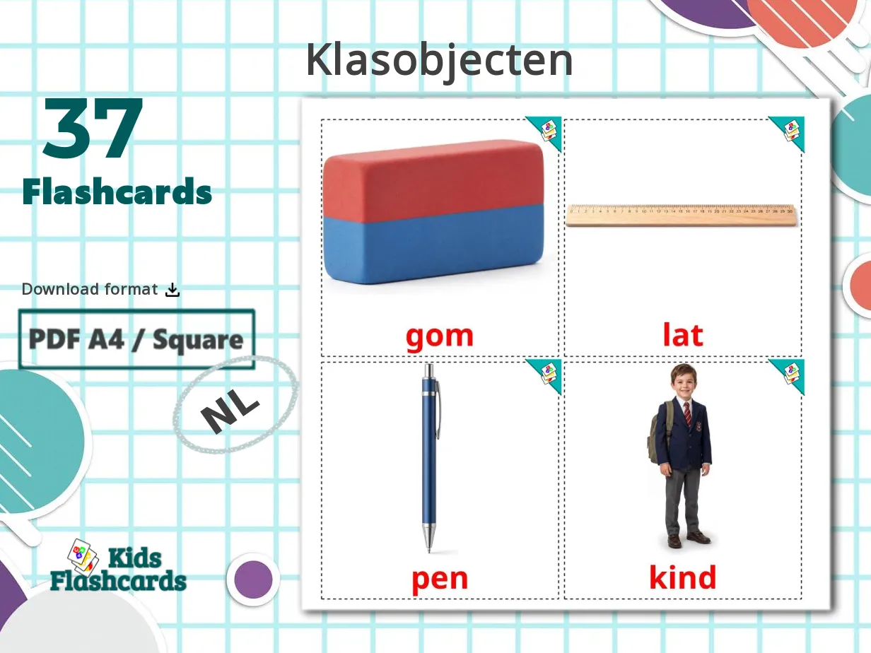 37 Printable Classroom objects Flashcards in Dutch (Free PDF)