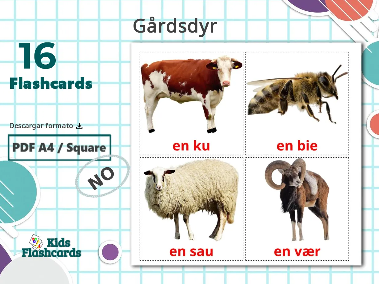 16 Tarjetas de Aprendizaje de Animales en la Granja GRATIS en PDF ...