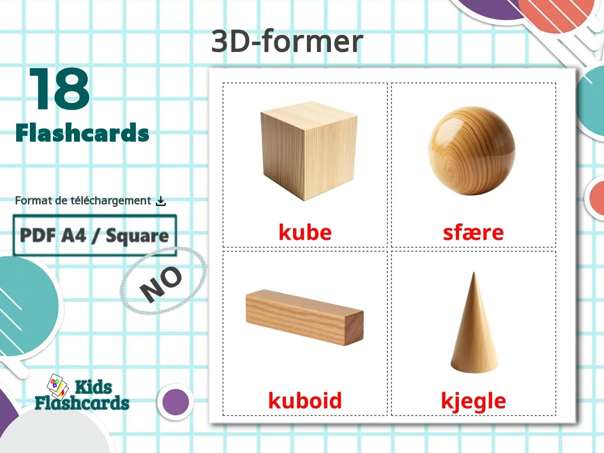 18 Cartes de Vocabulaire pour Enfants GRATUITES Géométrie en 3 ...