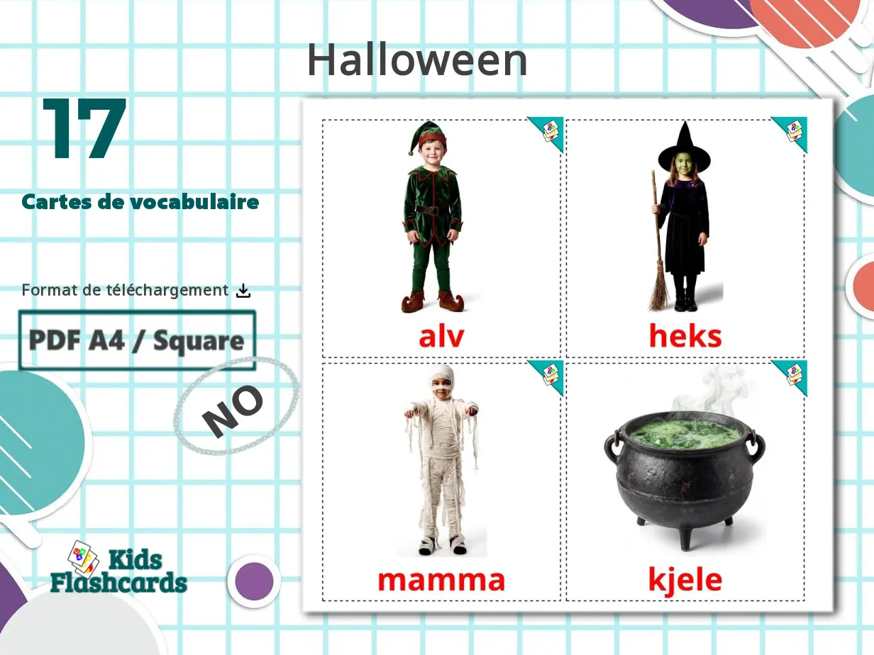 17 Cartes de Vocabulaire pour Enfants GRATUITES Halloween à Imprimer en ...