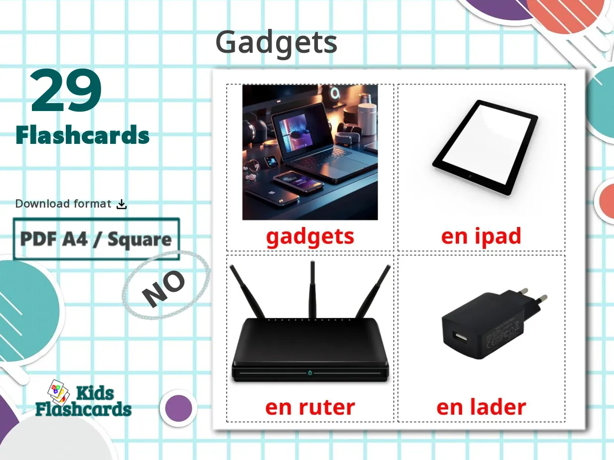 29 Printable Gadgets Flashcards in Norwegian (Free PDF)