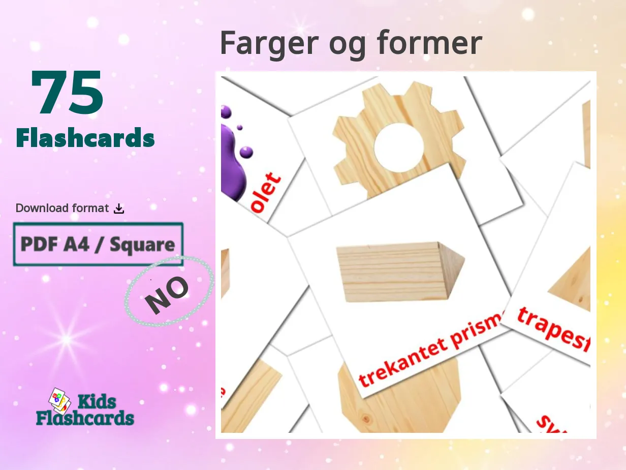 75 FREE Norwegian Colors and shapes Flashcards | PDF