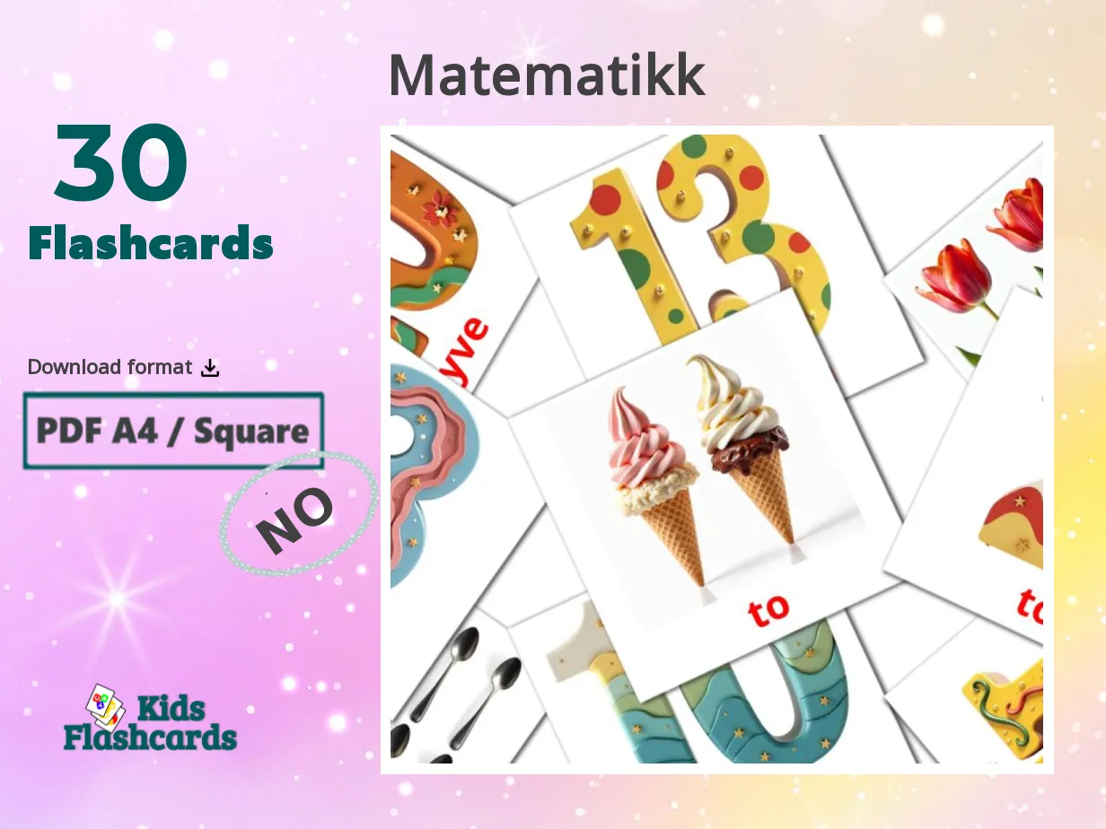 30 FREE Norwegian Math Flashcards | PDF