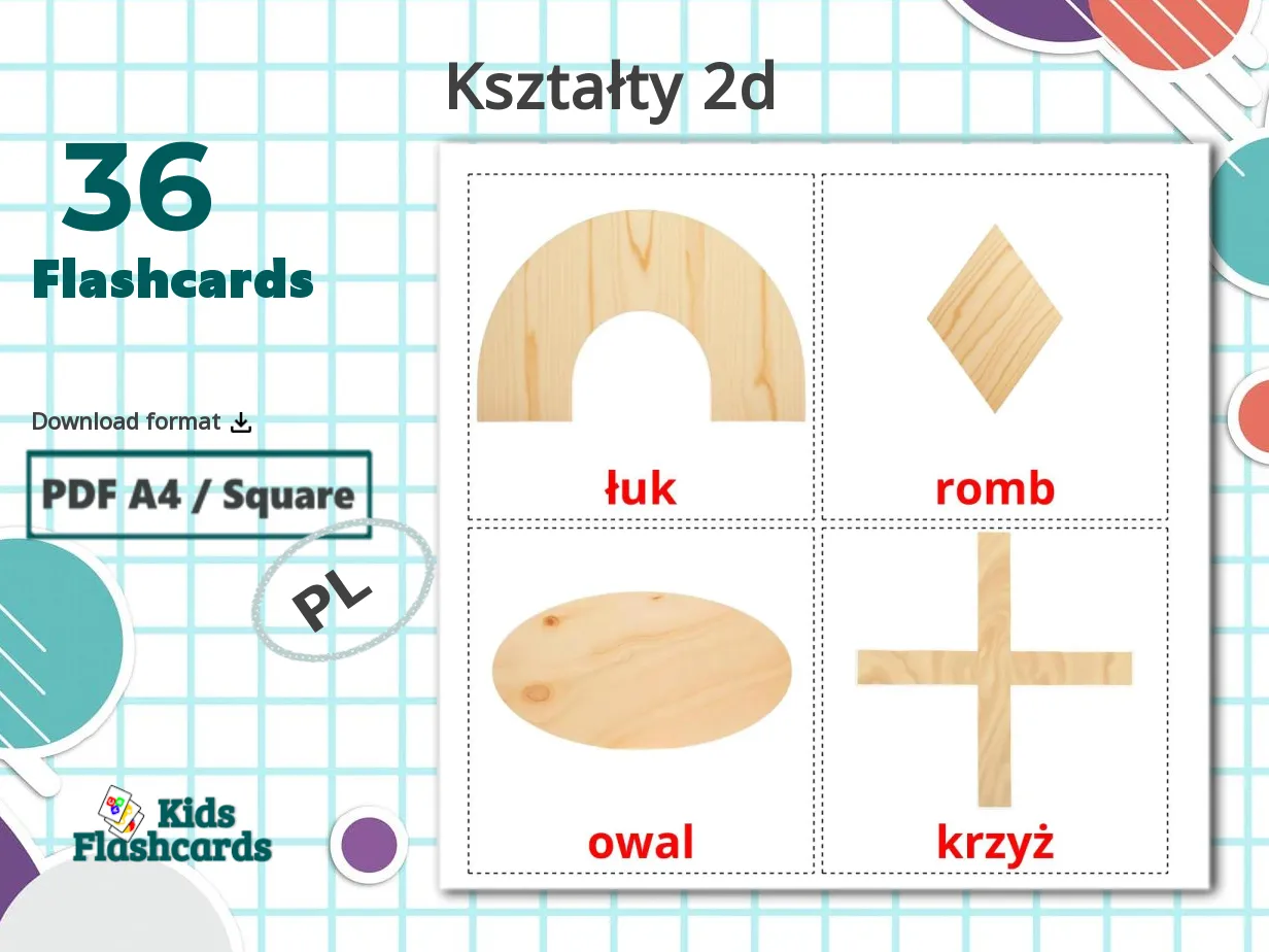 36 Printable 2D Shapes Flashcards in Polish (Free PDF)