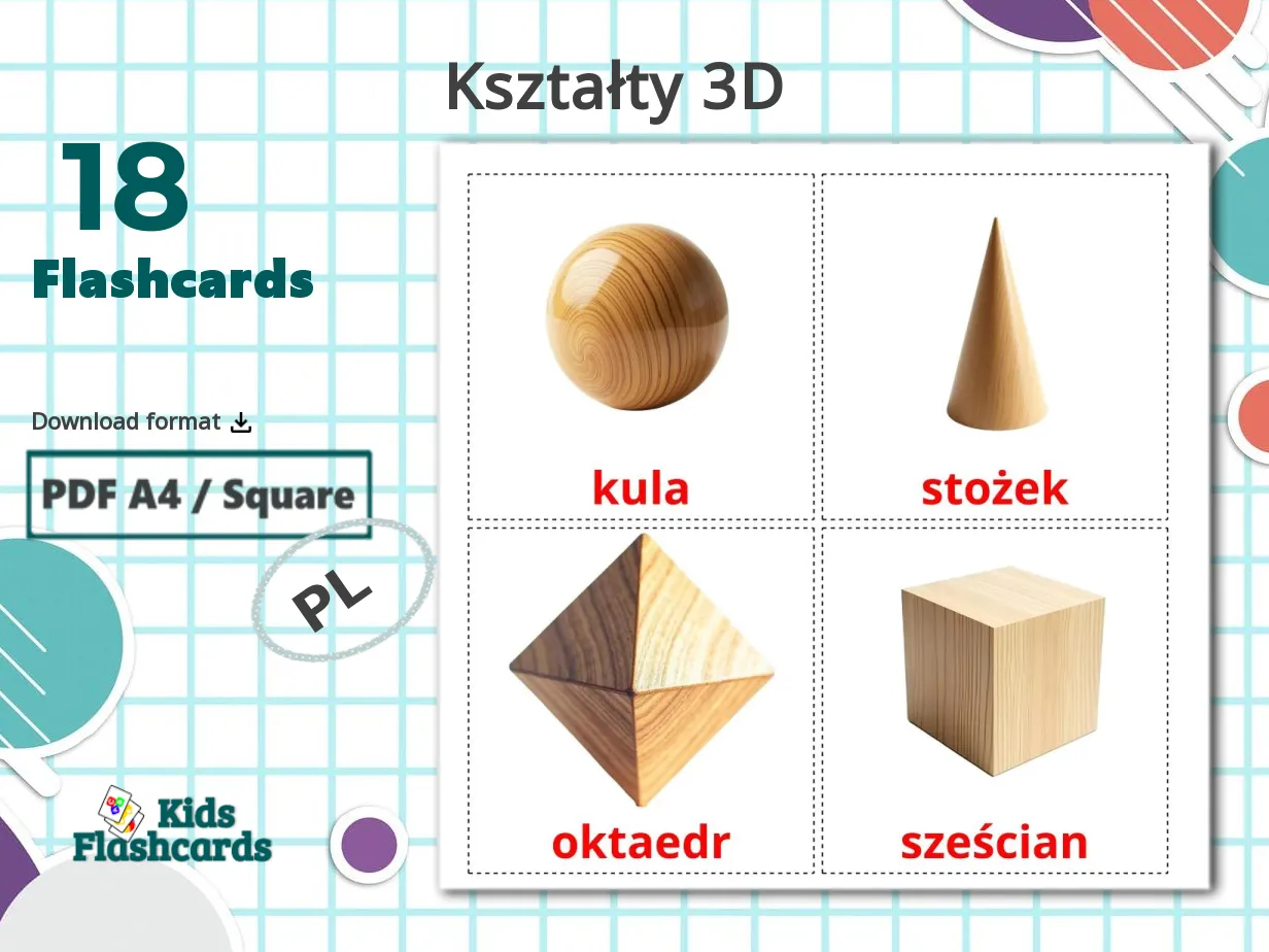 18 Printable 3D Shapes Flashcards in Polish (Free PDF)