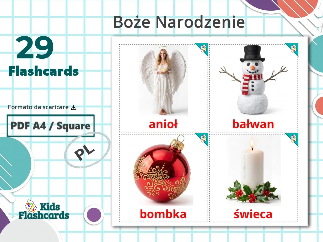 29 Flashcard GRATUITE sui Natale in 4 Formati PDF | Immagini in Polacco