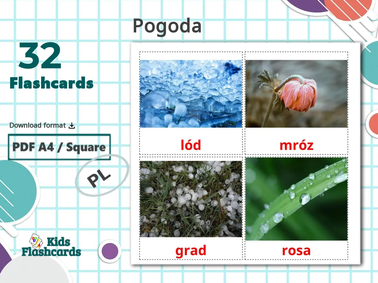 32 Printable Weather Flashcards in Polish (Free PDF)