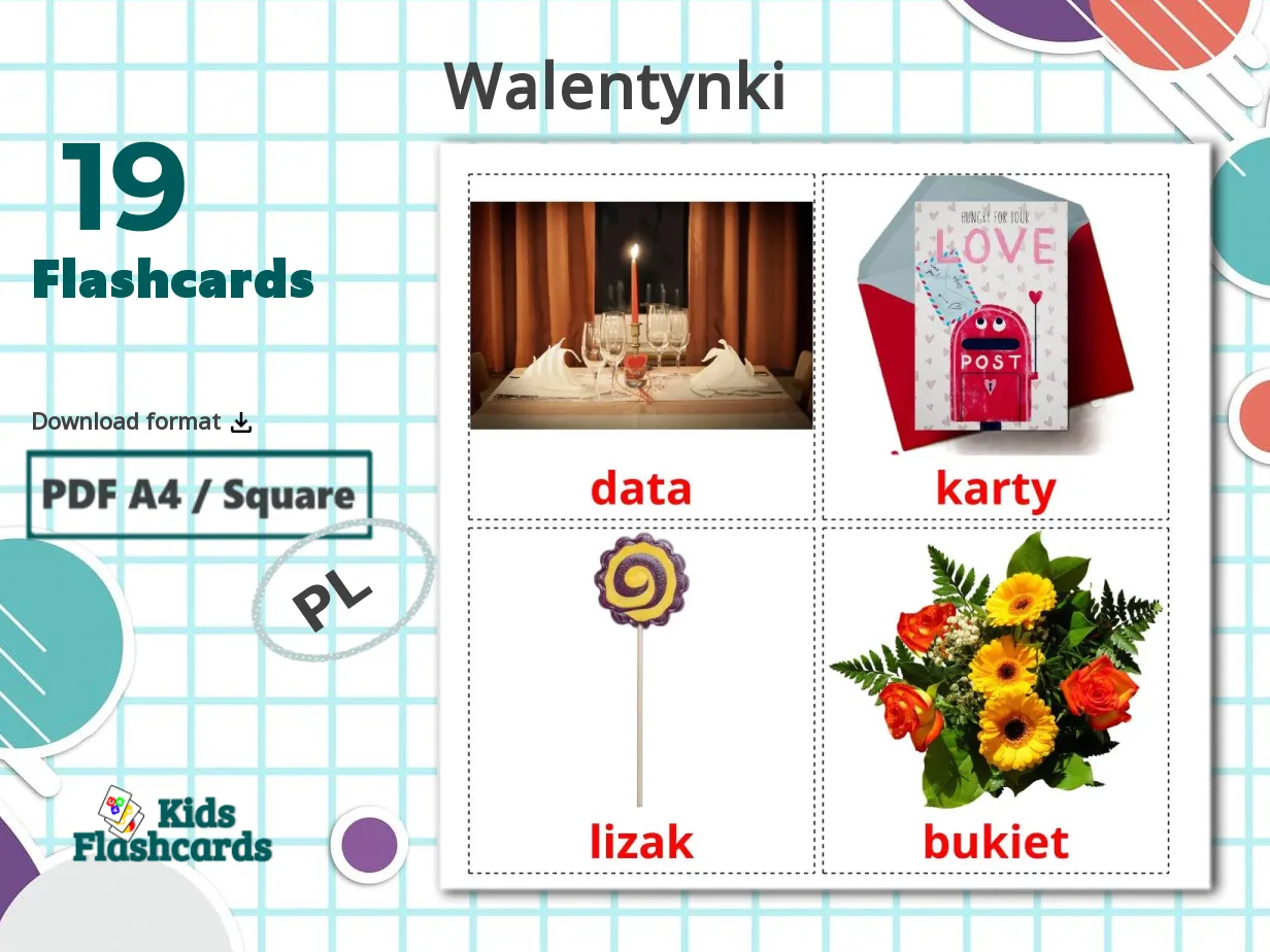 19 Printable Valentine's Day Flashcards in Polish (Free PDF)