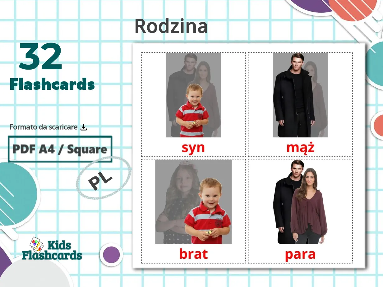 32 Flashcard GRATUITE sui Membri Della Famiglia in 4 Formati PDF ...