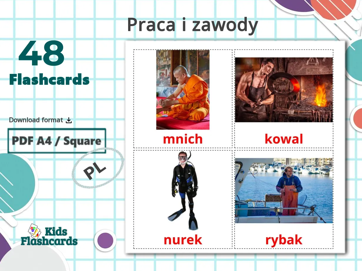 48 Printable Jobs and Occupations Flashcards in Polish (Free PDF)