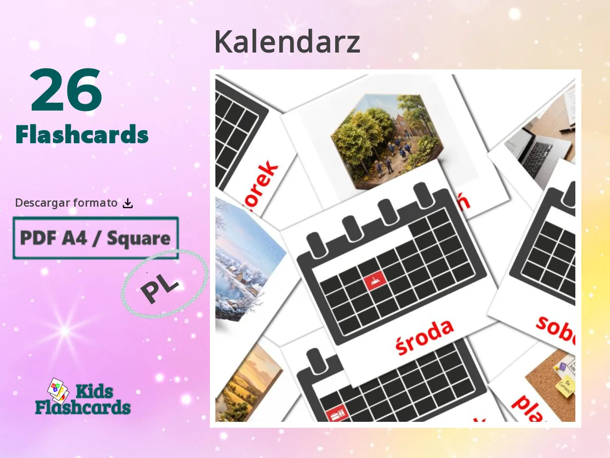 26 Tarjetas Didacticas de Calendario para Imprimir GRATIS en Polaco | PDFs