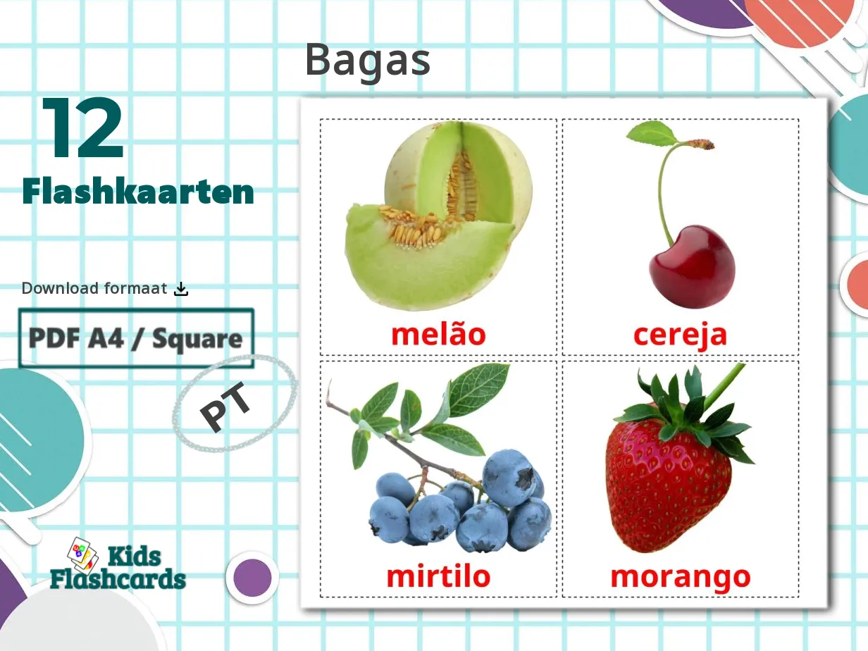 12 GRATIS Bessen Leerkaarten voor Kinderen in 4 PDF formaten ...