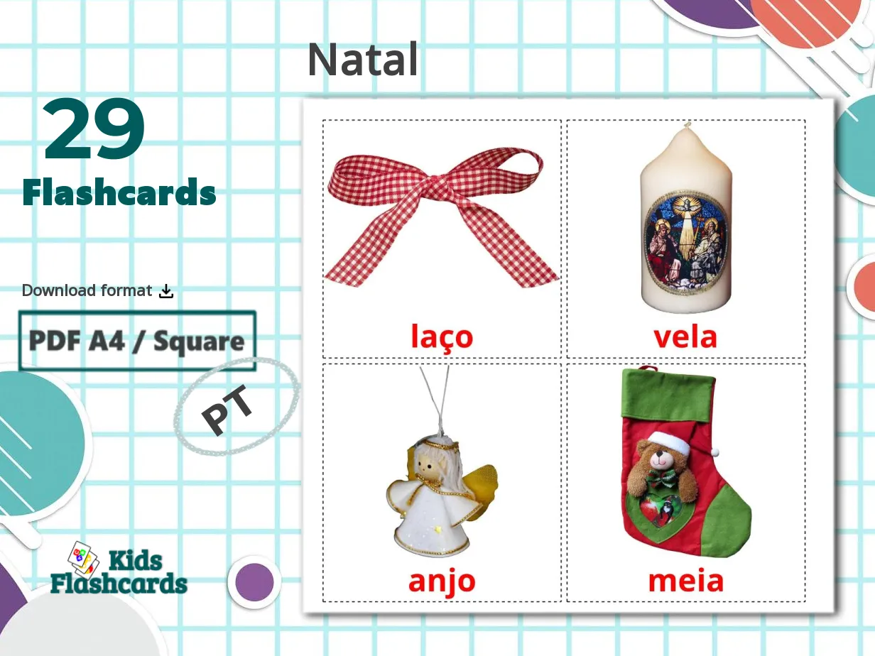 29 Printable Christmas Flashcards in Portuguese (Free PDF)