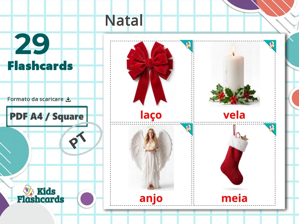 29 Flashcard GRATUITE sui Natale in 4 Formati PDF | Immagini in Portoghese