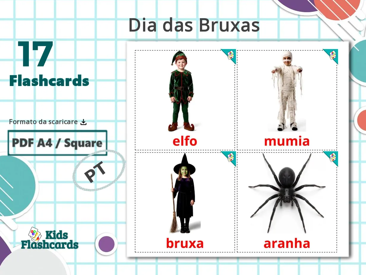 17 Flashcard GRATUITE sui Halloween in 4 Formati PDF | Immagini in ...