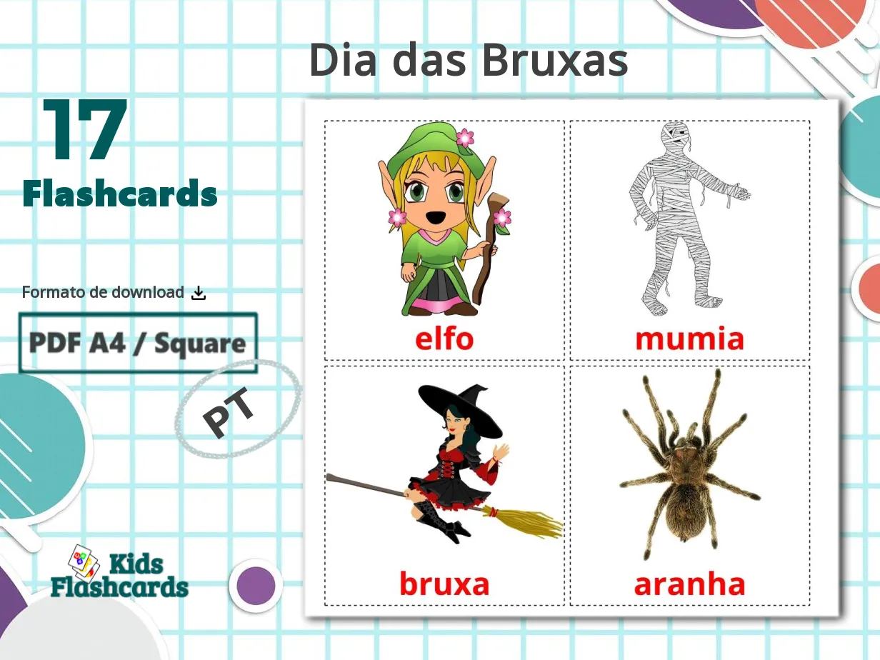 17 Cartões linguagem de Dia das Bruxas GRÁTIS em 4 formatos PDF ...