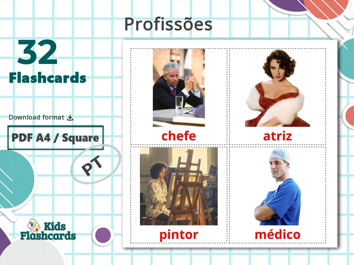 32 Printable Professions Flashcards in Portuguese (Free PDF)