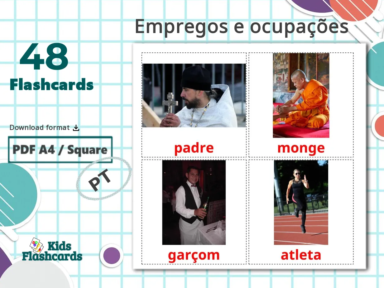 48 Printable Jobs and Occupations Flashcards in Portuguese (Free PDF)