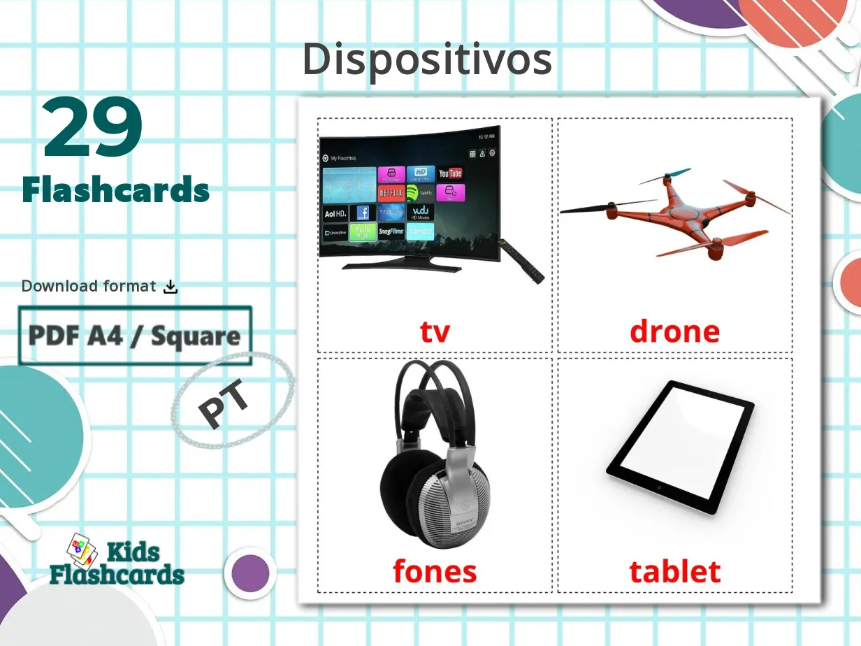 29 Printable Gadgets Flashcards in Portuguese (Free PDF)