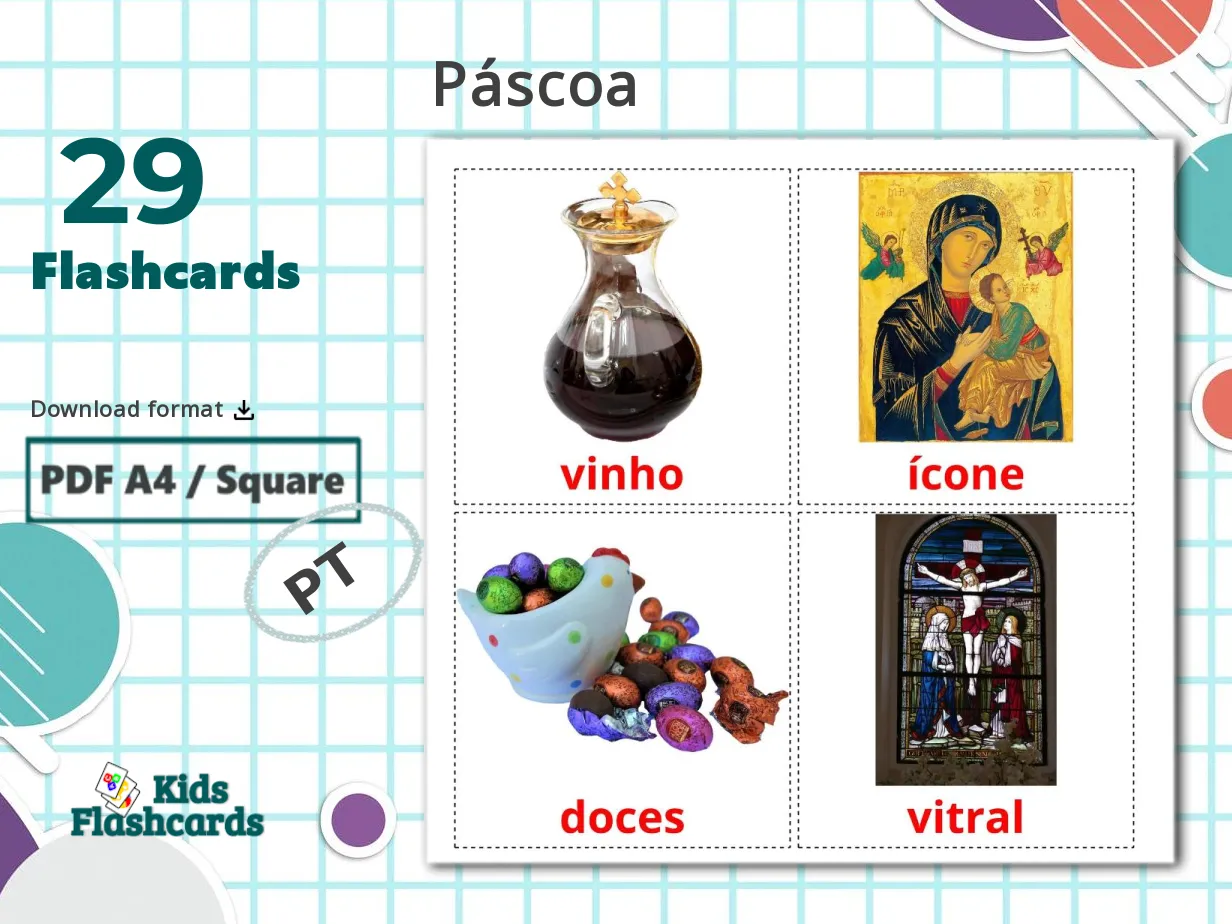29 Printable Easter Flashcards in Portuguese (Free PDF)