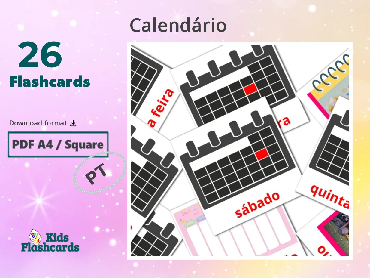 26 FREE Portuguese Calendar Flashcards | PDF