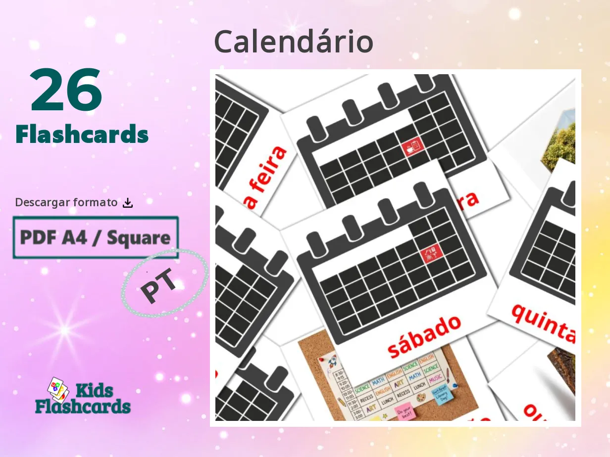 26 Tarjetas Didacticas de Calendario para Imprimir GRATIS en Portugués ...