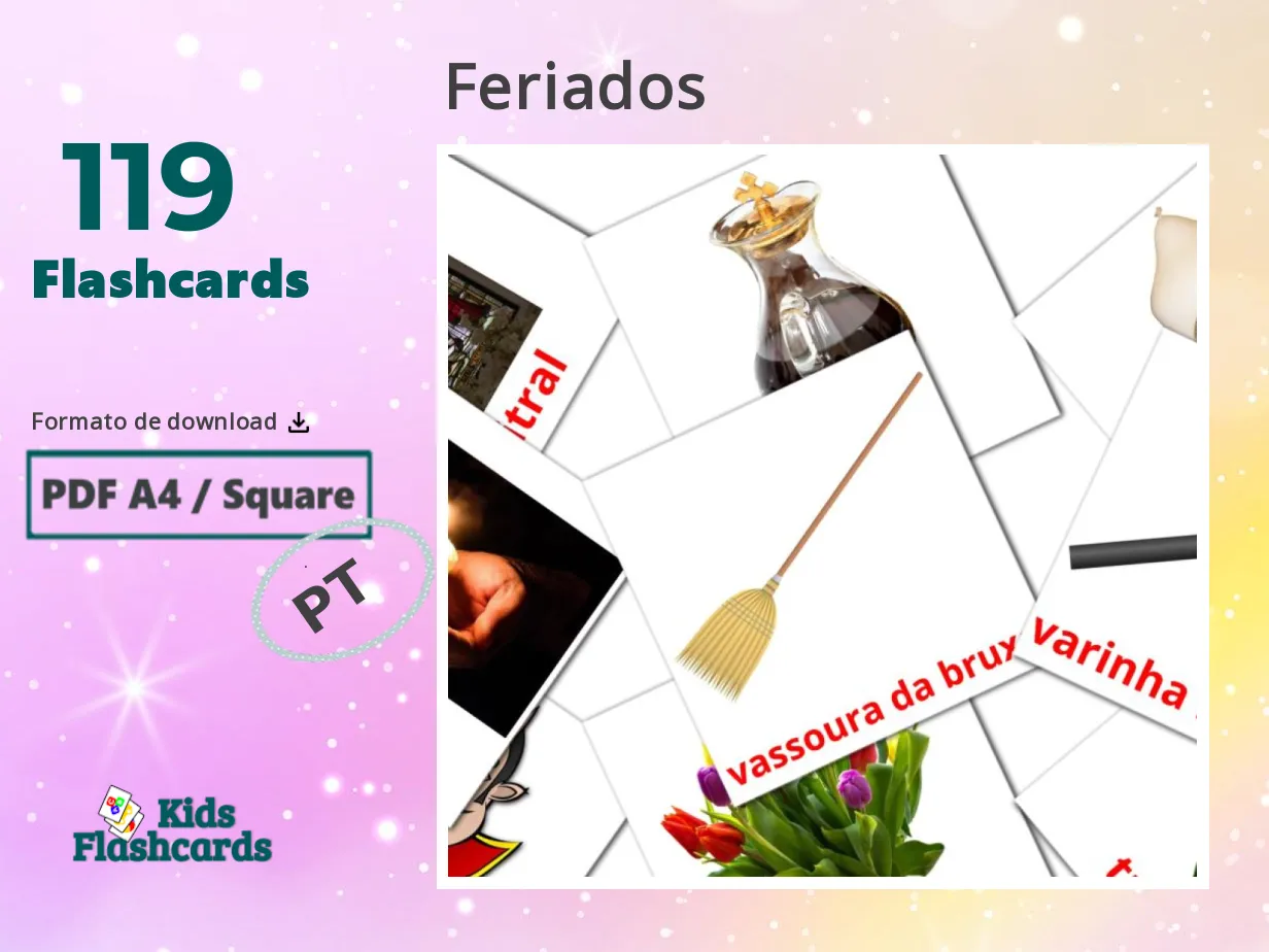 119 Flashcards de Feriados GRÁTIS em Português | 4 PDFs imprimíveis