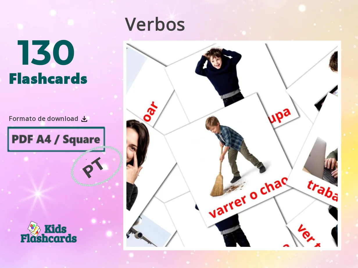130 Flashcards de Verbos GRÁTIS em Português | 4 PDFs imprimíveis
