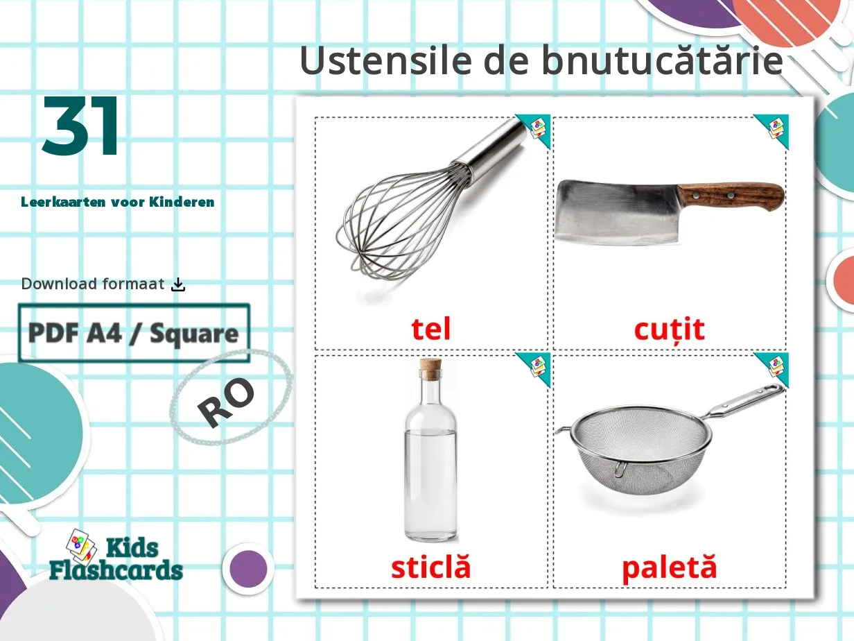 31 GRATIS Keukengerei Leerkaarten voor Kinderen in 4 PDF formaten ...