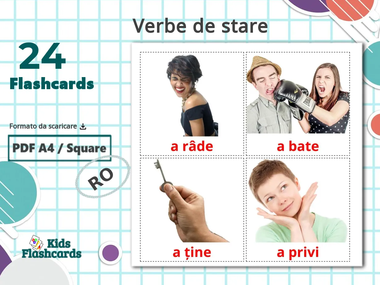 24 Flashcard GRATUITE sui Verbi di Stato in 4 Formati PDF | Immagini in ...