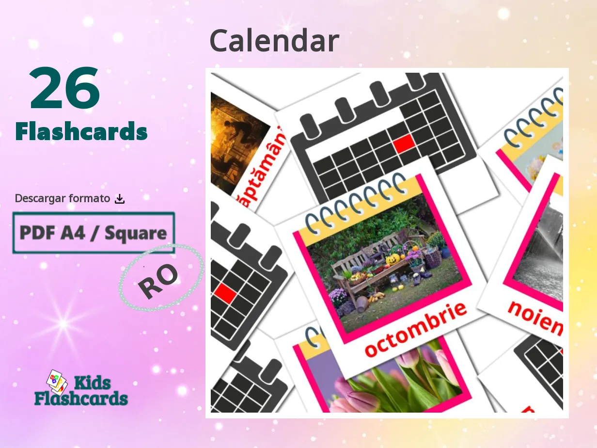 26 Tarjetas Didacticas de Calendario para Imprimir GRATIS en Rumano | PDFs