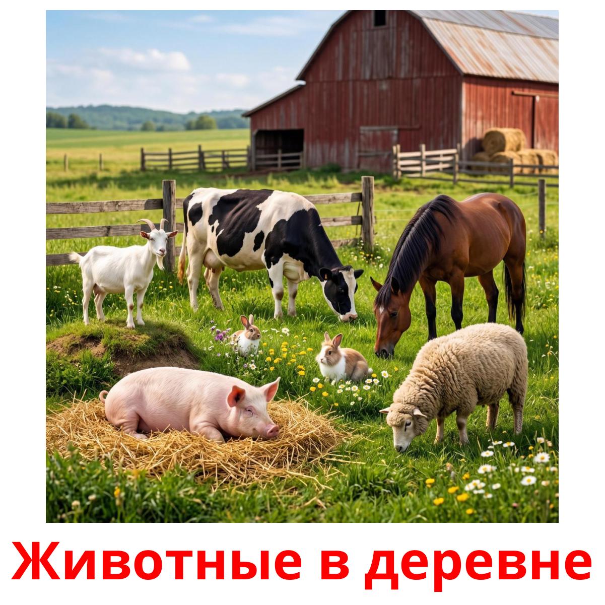 16 Printable Farm animals Flashcards in Russian (Free PDF)