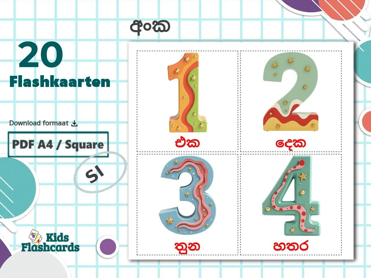 20 GRATIS Getallen(1-20) Leerkaarten voor Kinderen in 4 PDF formaten ...