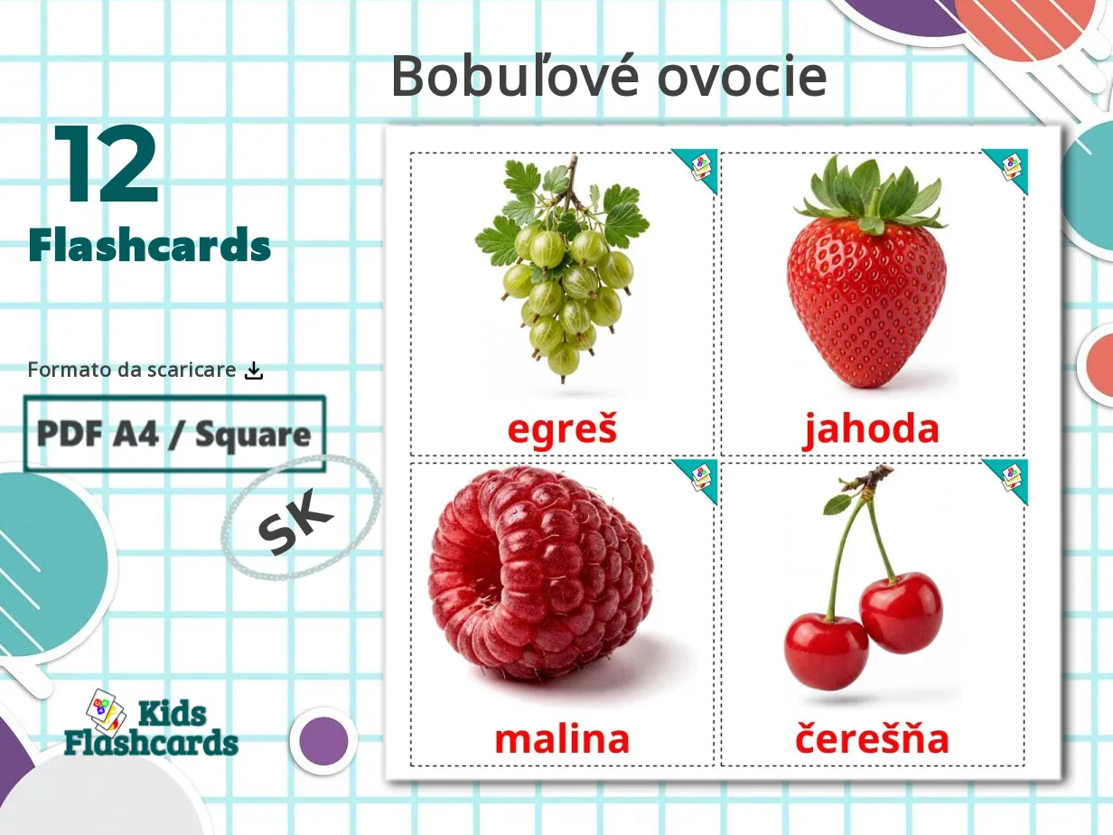 12 Flashcard GRATUITE sui Frutti di bosco in 4 Formati PDF | Immagini ...