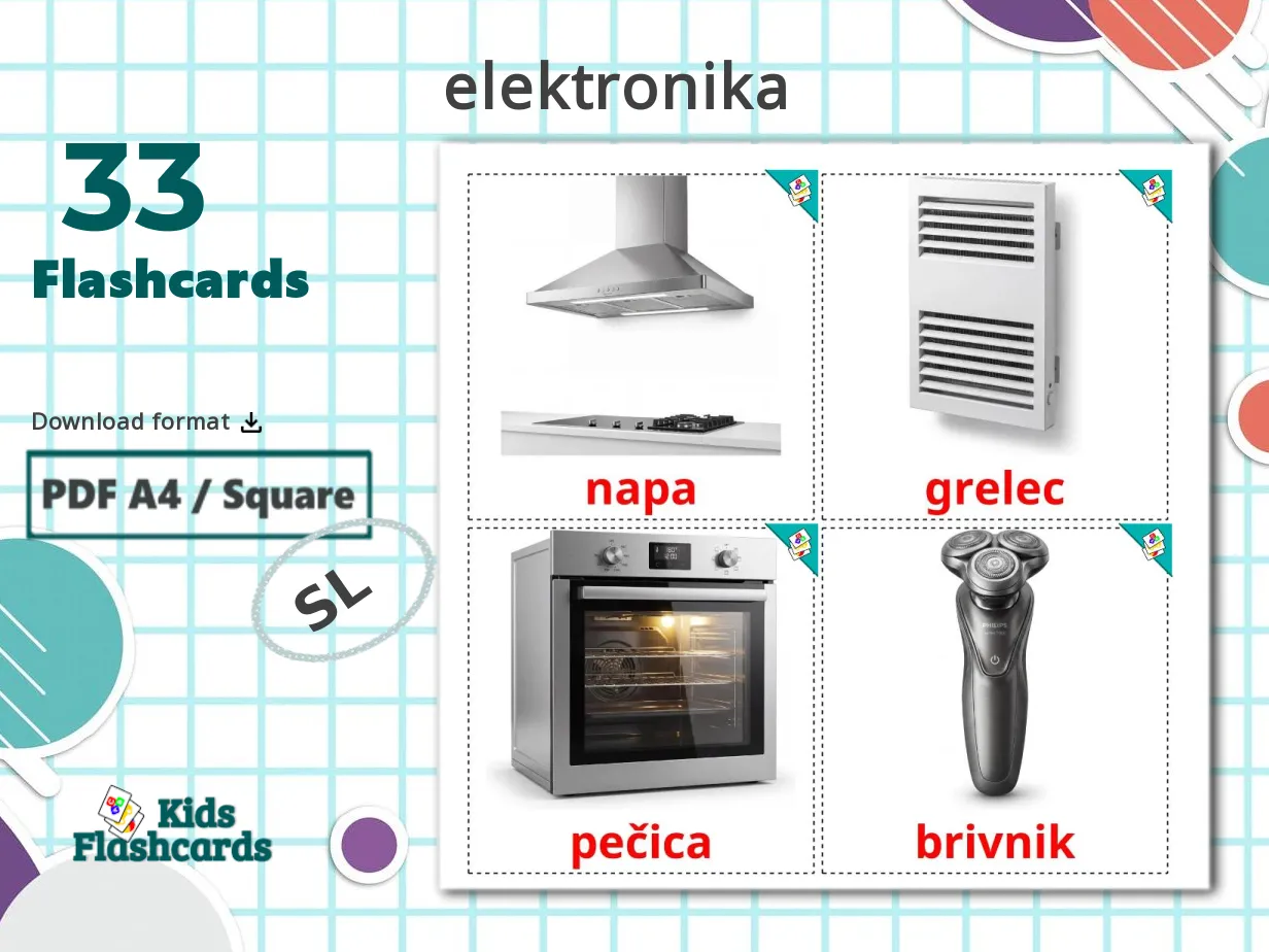 33 Printable Electronics Flashcards in Slovenian (Free PDF)