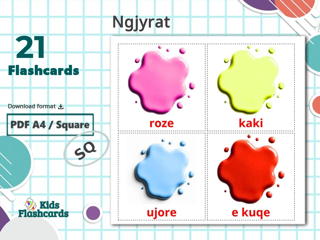 21 Printable Colors Flashcards in Albanian (Free PDF)