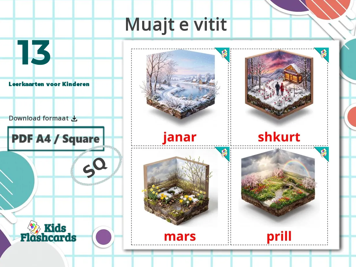 13 GRATIS Maanden van het jaar Leerkaarten voor Kinderen in 4 PDF ...