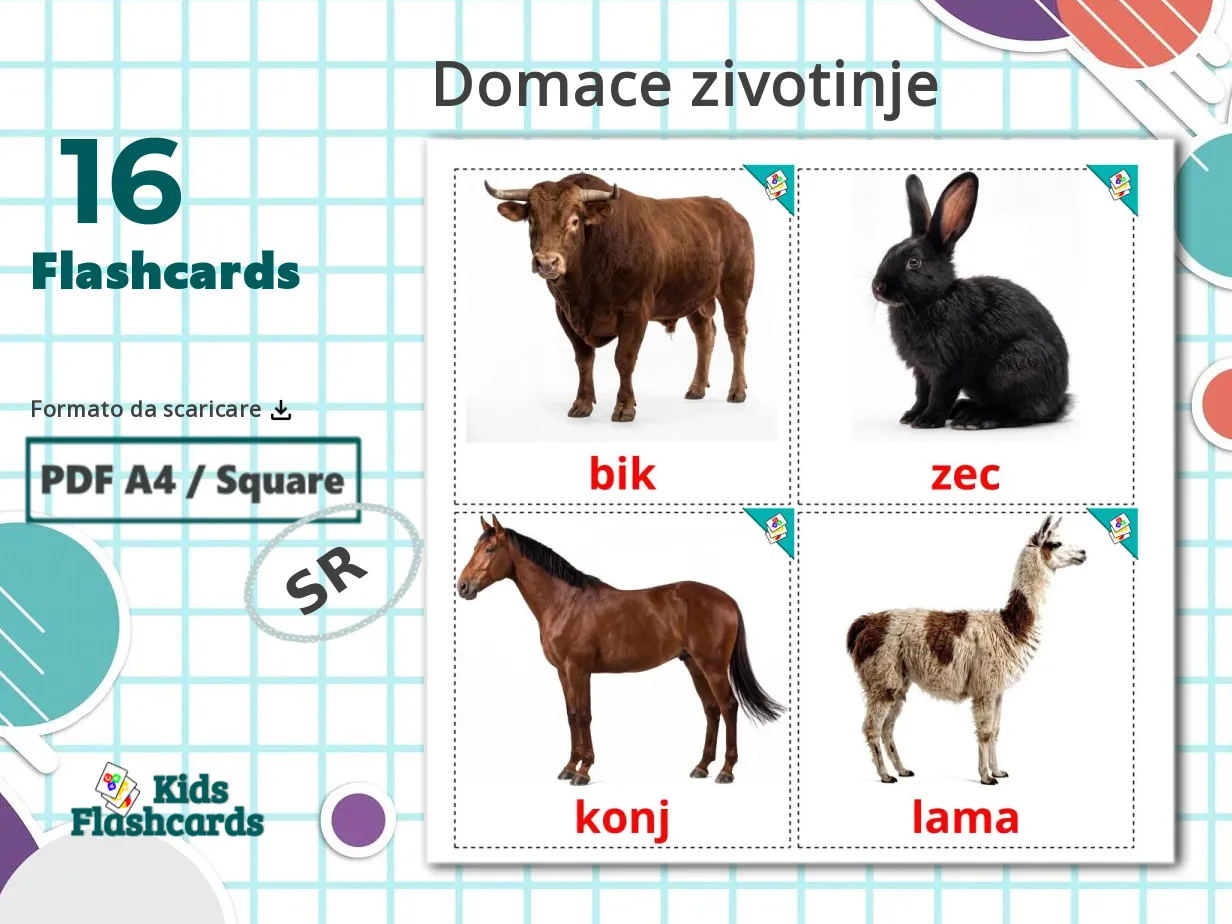 16 Flashcard GRATUITE sui Animali da fattoria in 4 Formati PDF ...