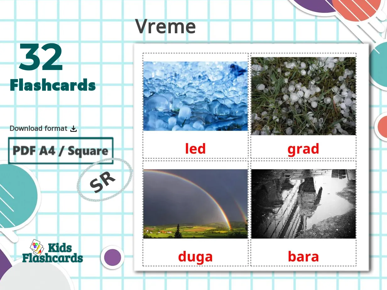 32 Printable Weather Flashcards in Serbian (Free PDF)