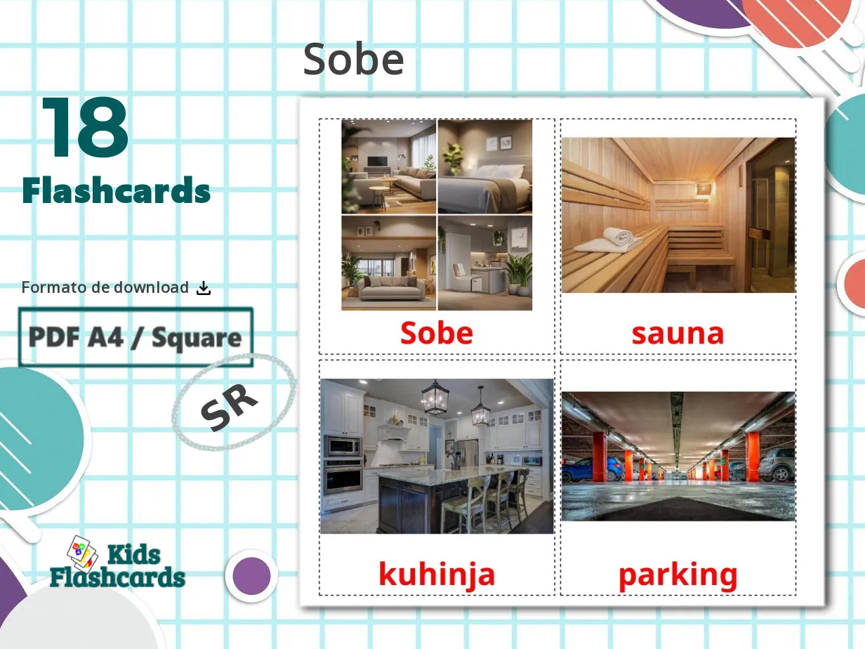 18 Cartões linguagem de Quartos GRÁTIS em 4 formatos PDF | Sérvio Pictures
