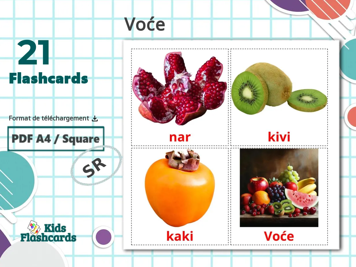 21 Cartes de Vocabulaire pour Enfants GRATUITES Les Fruits à Imprimer ...